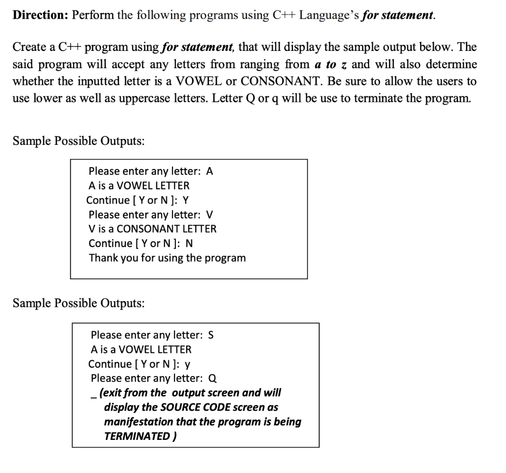 Solved Direction: Perform the following programs using C++ | Chegg.com