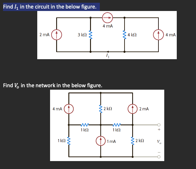 Solved Find I1 in the circuit in the below figure. Find Vo | Chegg.com