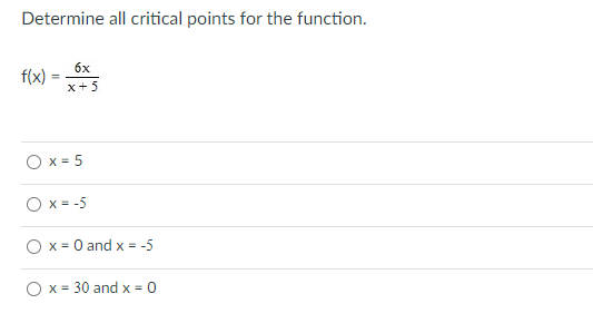 Solved Determine all critical points for the function. f(x) | Chegg.com