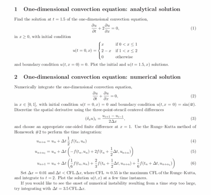 Solved 1 One-dimensional convection equation: analytical | Chegg.com