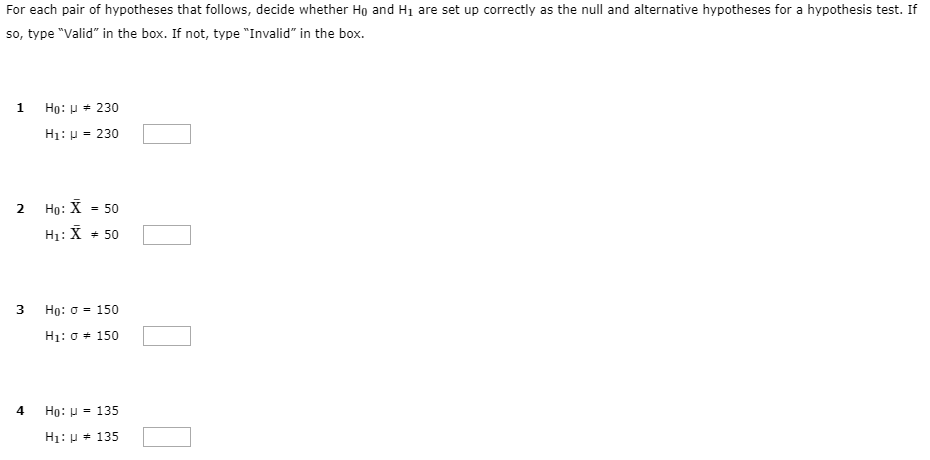 Solved For each pair of hypotheses that follows, decide | Chegg.com