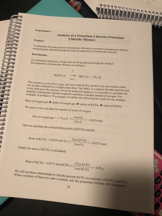 Solved Experiment 4 Analysis of a Potassium | Chegg.com