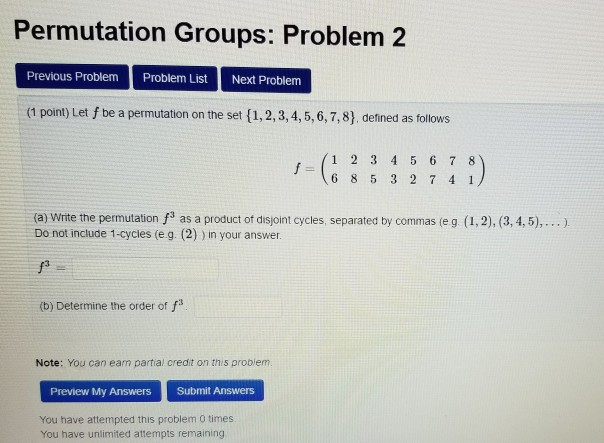 Solved Permutation Groups: Problem 2 Previous Problem | Chegg.com
