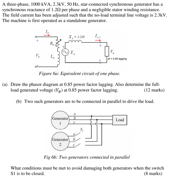 Solved A three-phase, 1000 kVA, 2.3kV, 50 Hz, star-connected | Chegg.com
