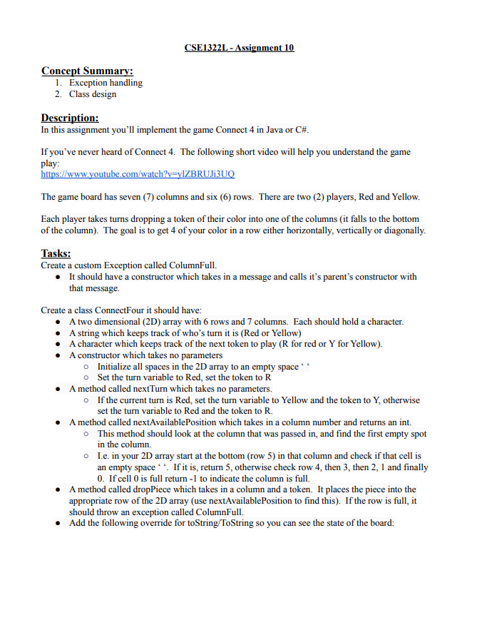 Solved CSE1322L - Assignment 10 Concept Summary: 1. | Chegg.com