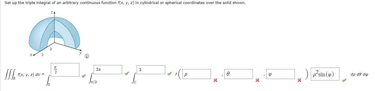 Solved Set up the triple integral of an arbitrary continuous | Chegg.com
