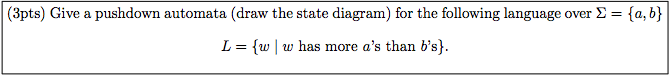 Solved (3pts) Give a pushdown automata (draw the state | Chegg.com