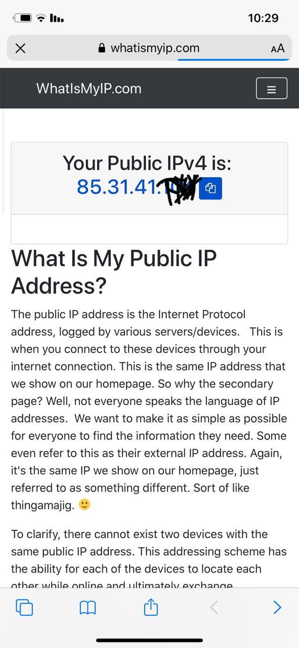 10:29 Х whatismyip.com AA WhatIsMyIP.com Your Public | Chegg.com