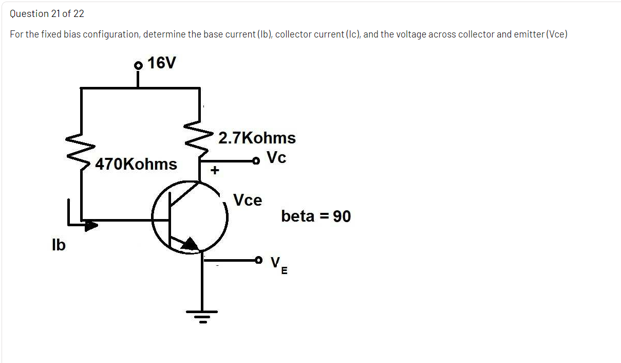 Solved Question 21 of 22 For the fixed bias configuration, | Chegg.com