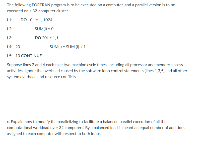 Solved The following FORTRAN program is to be executed on a | Chegg.com