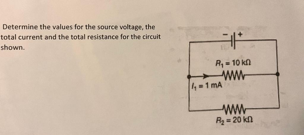 Solved Determine the values for the source voltage, the | Chegg.com