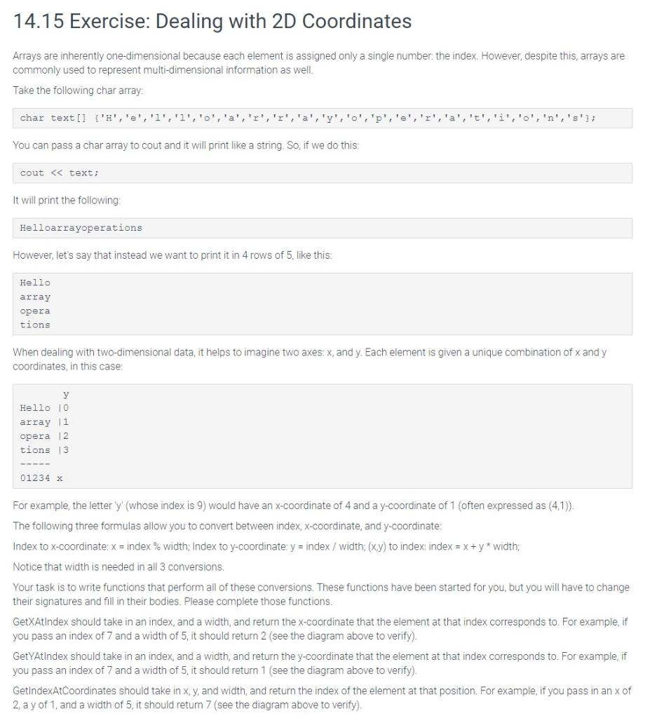 Solved 14.15 Exercise: Dealing with 2D Coordinates Arrays | Chegg.com