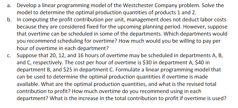 Solved a. Develop a linear programming model of the | Chegg.com