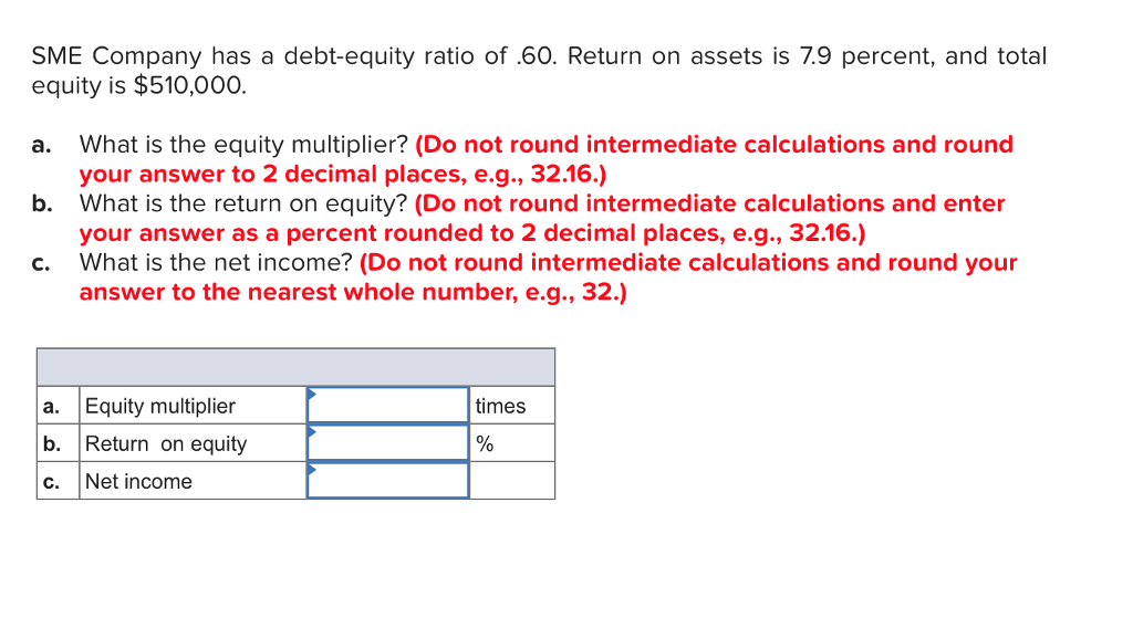 Solved SME Company has a debt-equity ratio of .60. Return on | Chegg.com
