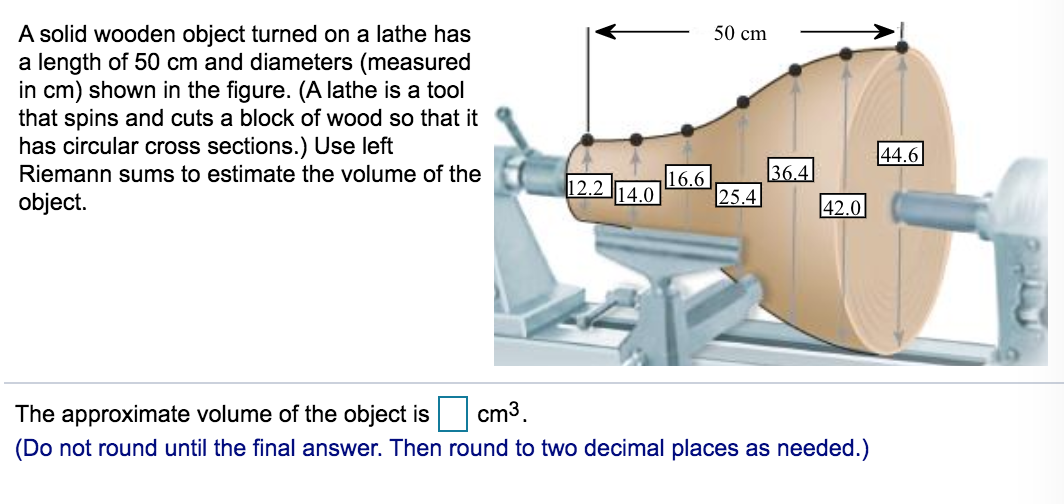 50 cm A solid wooden object turned on a lathe has a | Chegg.com