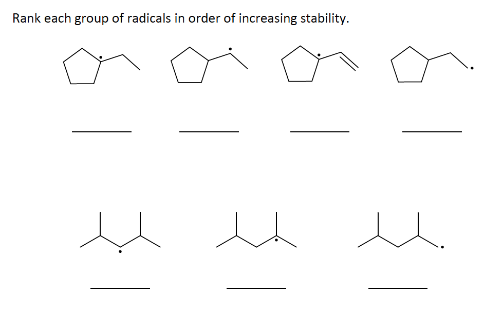 Solved Rank each group of radicals in order of increasing | Chegg.com