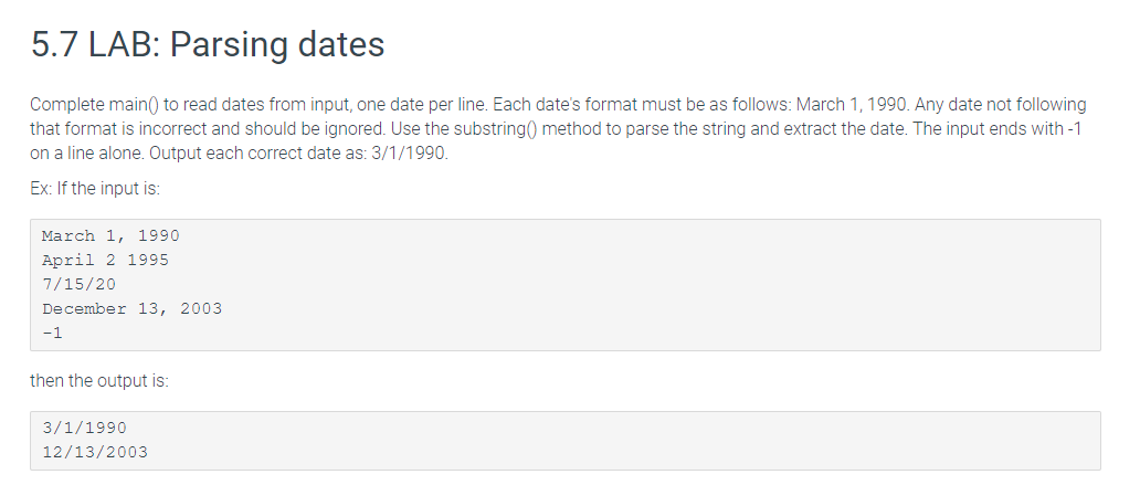 Solved 57 Lab Parsing Dates Complete Main To Read Dates 5208