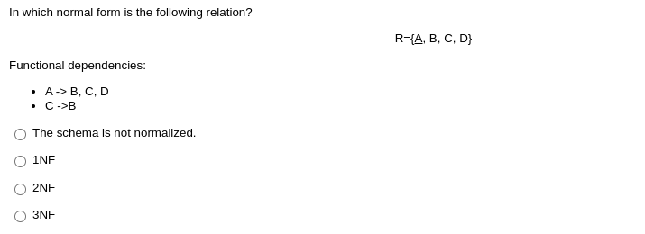 Solved In which normal form is the following relation? | Chegg.com