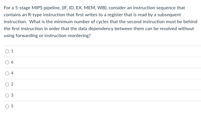 Solved For A 5 Stage Mips Pipeline If Id Ex Mem Wb 8791