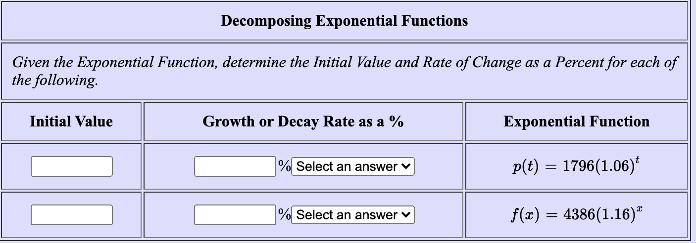 Solved Decomposing Exponential Functions Given the | Chegg.com