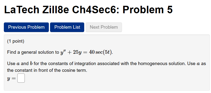 Solved (1 point)Find a general solution to | Chegg.com Solved (1 point)Find a general solution to | Chegg.com