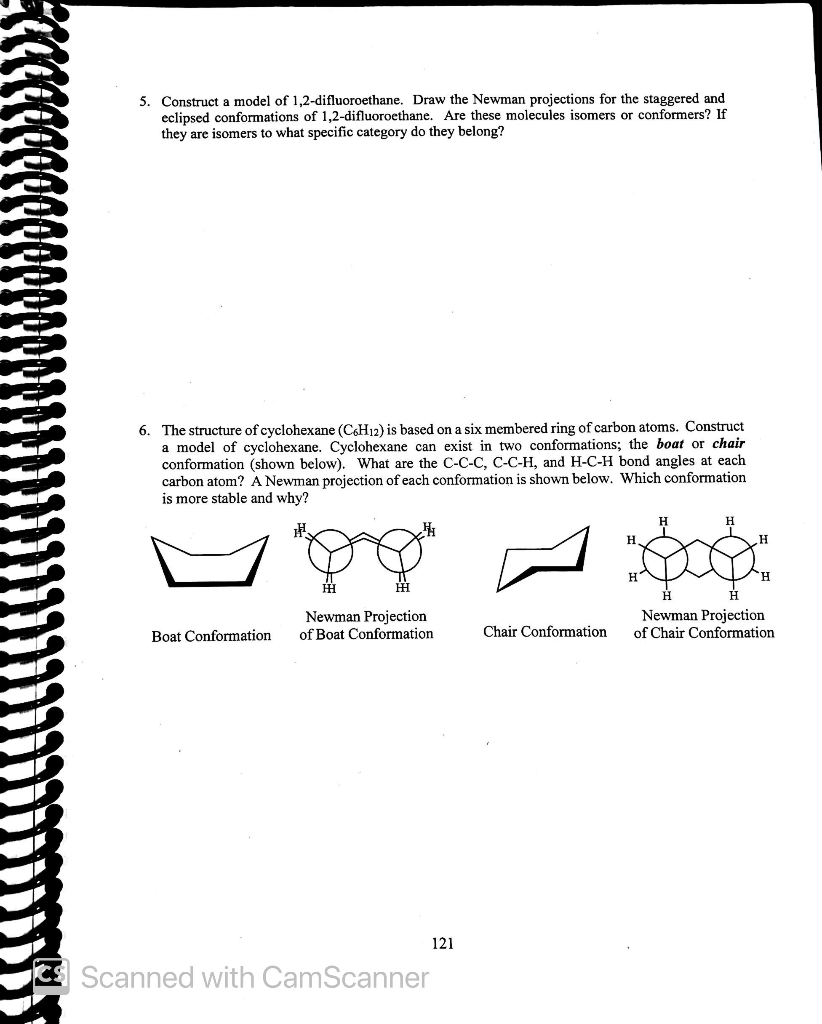 Solved 5. Construct a model of 1,2-difluoroethane. Draw the | Chegg.com