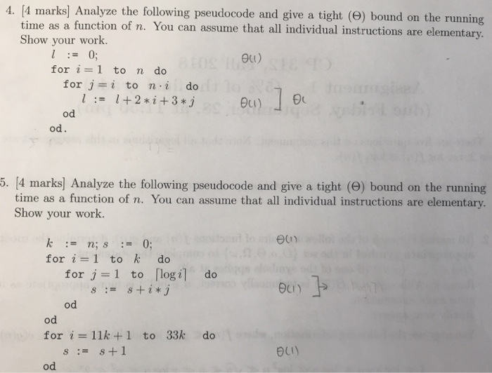 Solved 4 [4 Marks] Analyze The Following Pseudocode And
