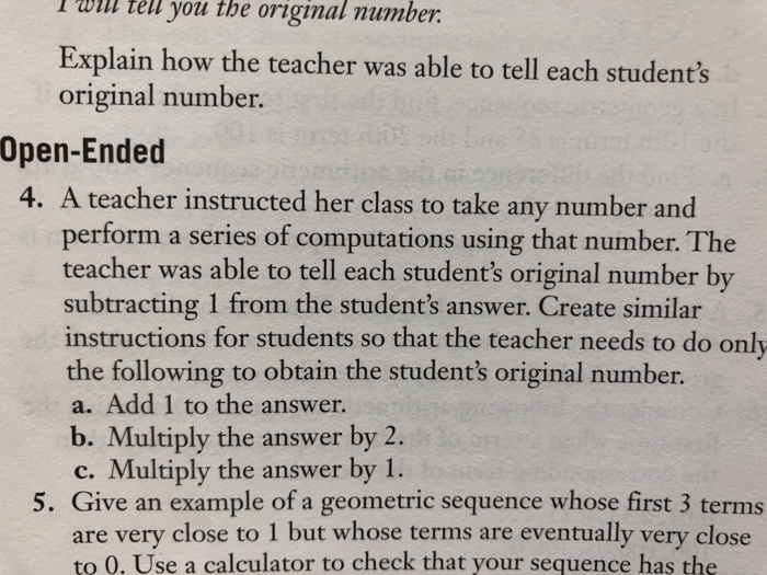 Solved 4. A teacher instructed her class to take any number | Chegg.com