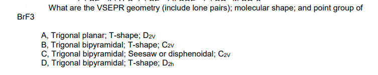 Solved What are the VSEPR geometry (include lone pairs); | Chegg.com