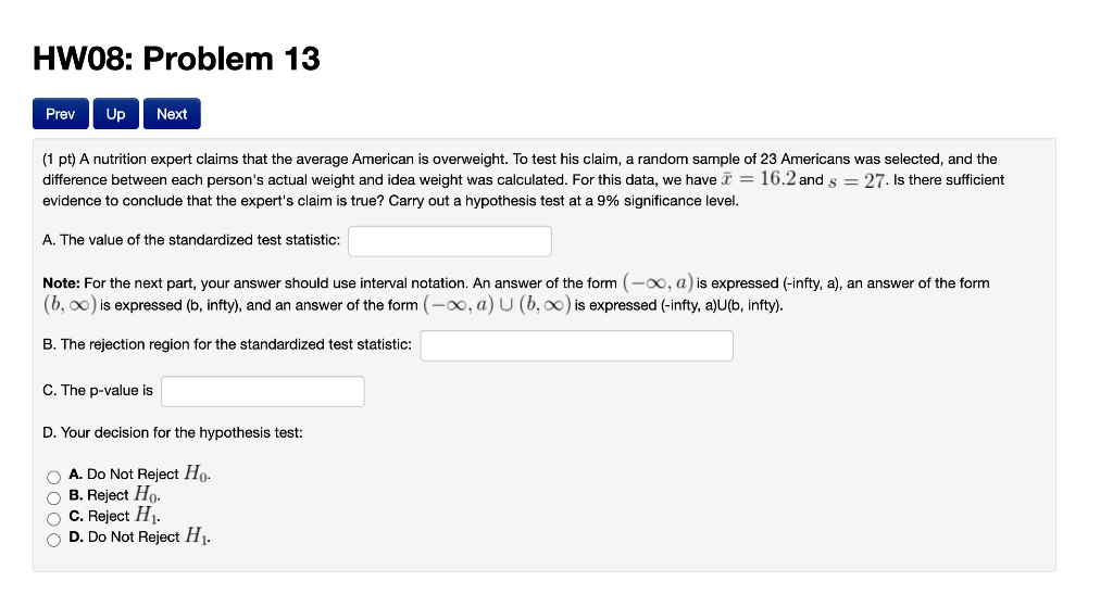 Solved HW08: Problem 11 Prev Up Next (1 pt) Justin is | Chegg.com