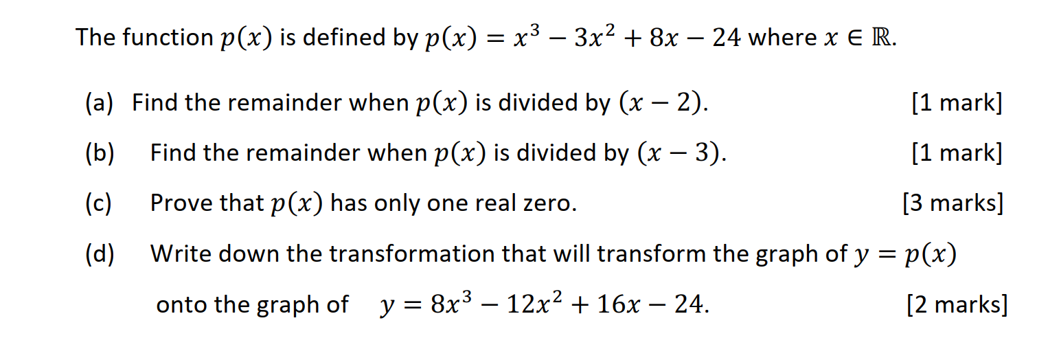 Solved The function p(x) is defined by p(x) = x2 – 3x2 + 8x | Chegg.com