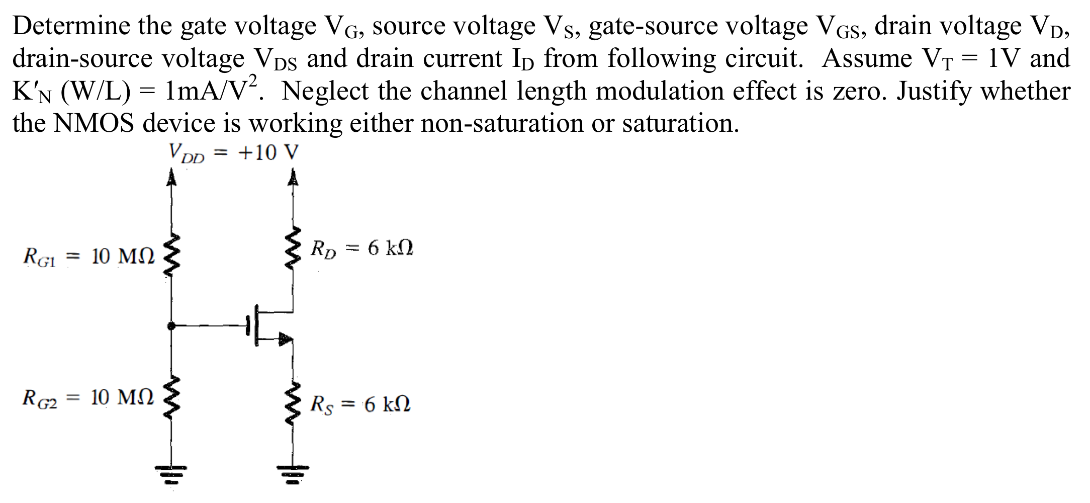 Solved Determine the gate voltage VG, source voltage Vs, | Chegg.com