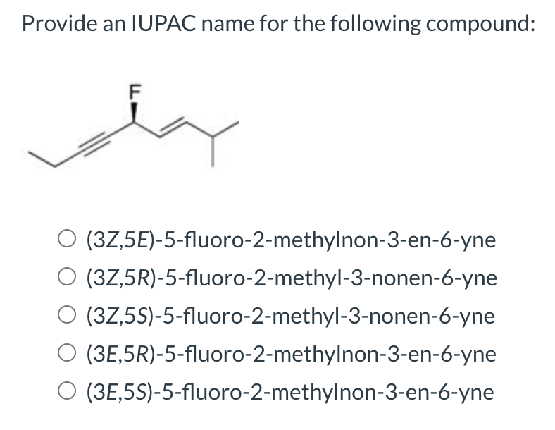 Solved Provide an IUPAC name for the following compound: | Chegg.com