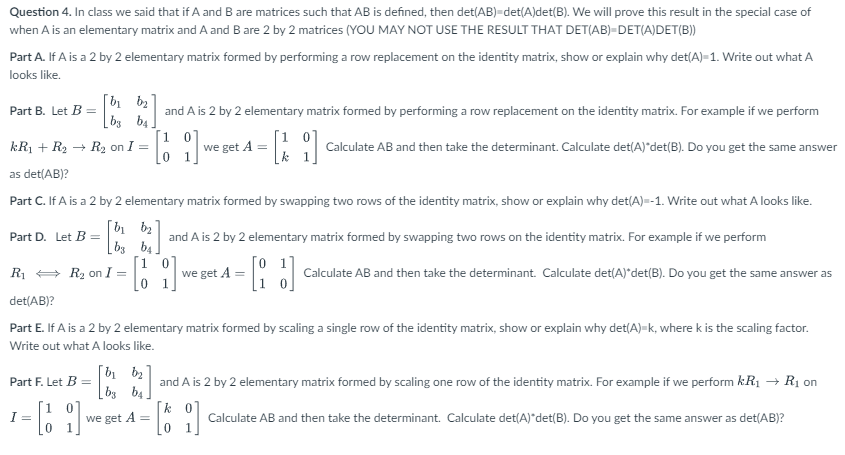Solved [oi] [1 Question 4. In class we said that if A and B | Chegg.com