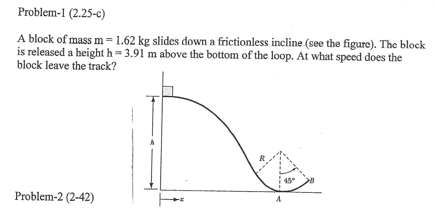 Solved A block of mass m=1.62 kg slides down a frictionless | Chegg.com