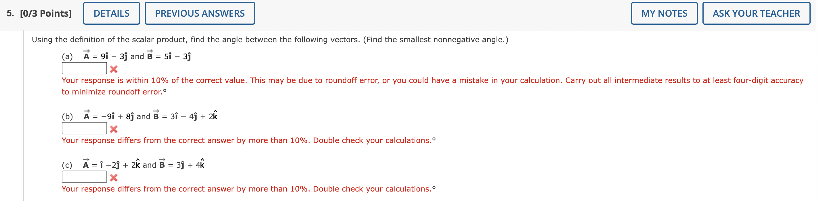 Solved Using the definition of the scalar product, find the | Chegg.com