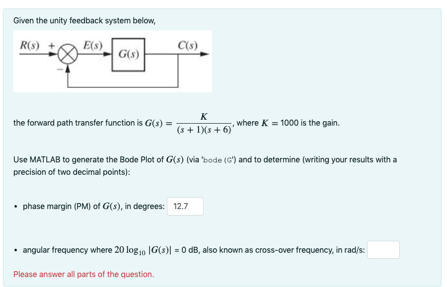 Solved Given the unity feedback system below, R(S) + E(S) | Chegg.com