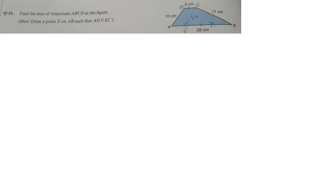 Solved 15. Find the area of trapezium ABCD in the figure. | Chegg.com