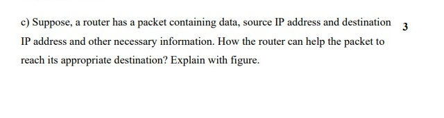 Solved 3 c) Suppose, a router has a packet containing data, | Chegg.com