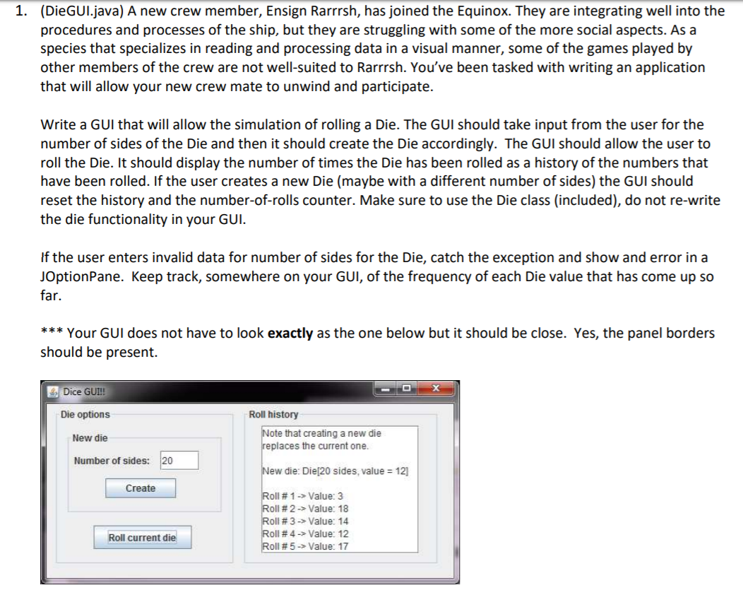Solved die code; package question1; public class DieTester | Chegg.com