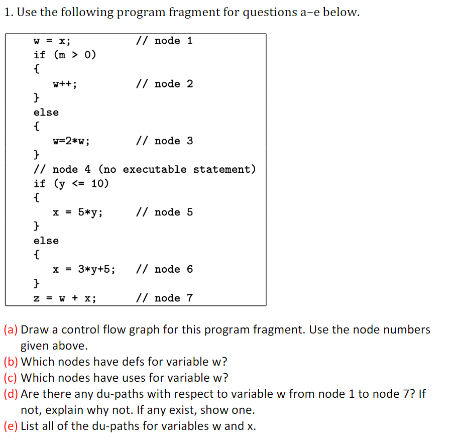 Solved 1. Use the following program fragment for questions | Chegg.com