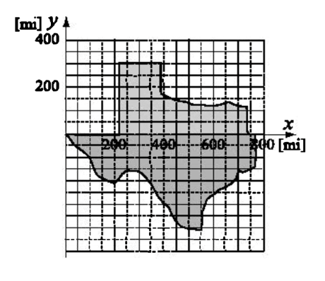 Solved An approximate map of the state of Texas is shown in | Chegg.com