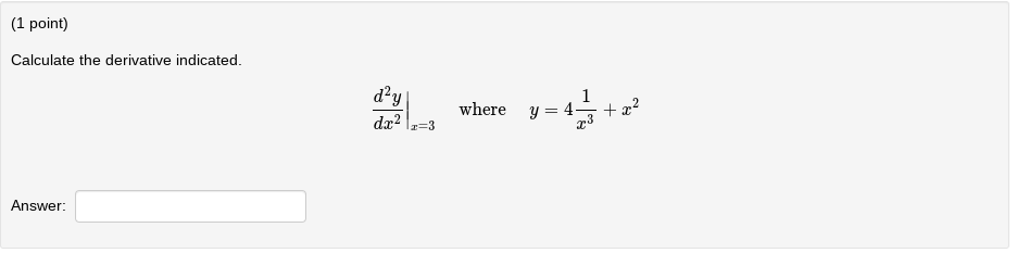 Solved (1 point) Calculate the derivative indicated. day 部。 | Chegg.com