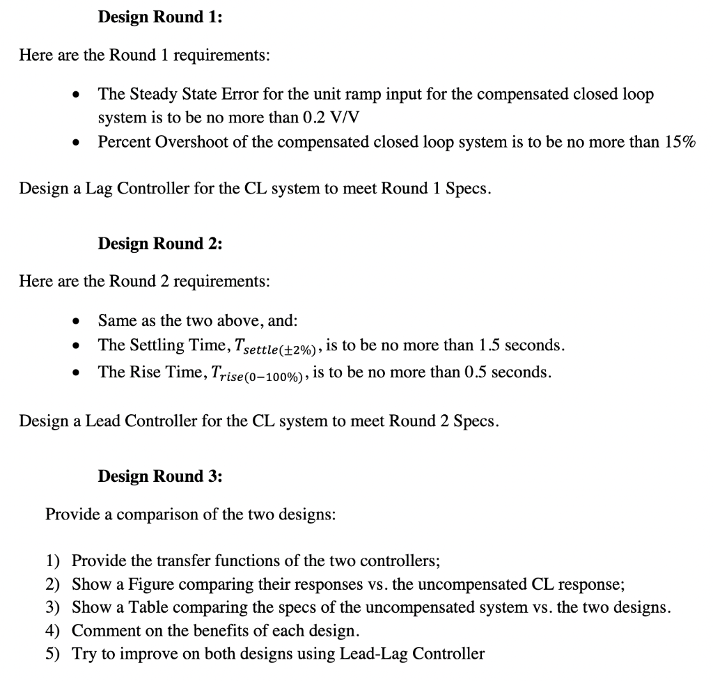 Solved Consider a unit feedback closed loop control system, | Chegg.com