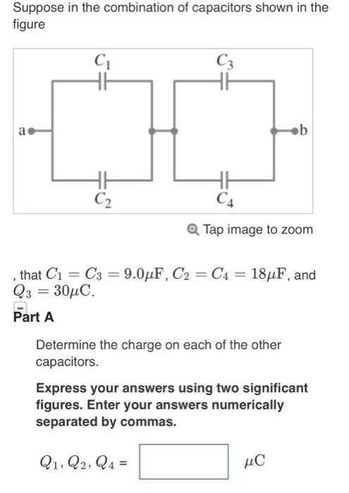 Solved Suppose in the combination of capacitors shown in the | Chegg.com