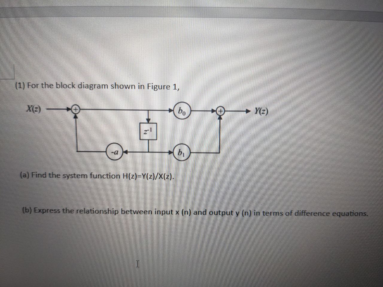 Solved (1) For the block diagram shown in Figure 1, (a) Find | Chegg.com