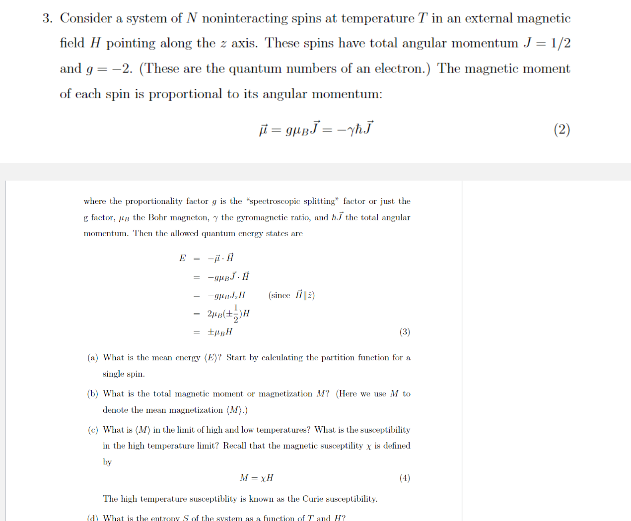 Solved Consider a system of N noninteracting spins at | Chegg.com
