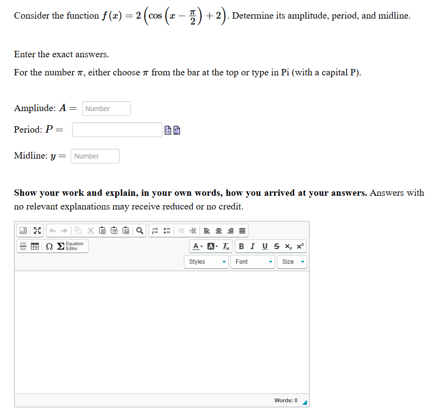 Solved Consider the function f(x)=2(cos(x−2π)+2). Determine | Chegg.com