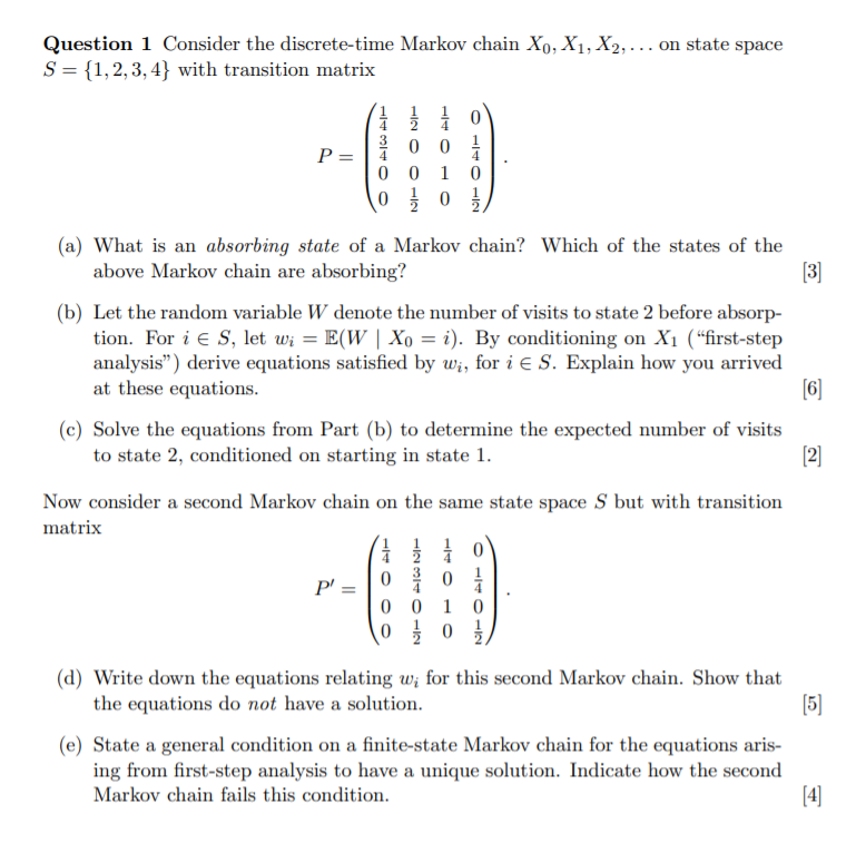 Question 1 Consider the discrete-time Markov chain | Chegg.com