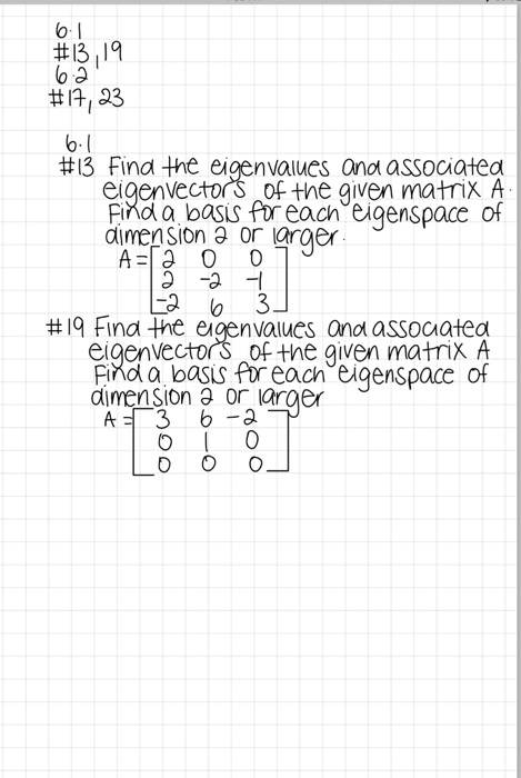 Solved Find The Eigenvalues And Associated Eigenvectors Of
